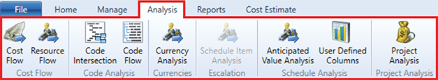 Analysis - Ribbon Toolbar